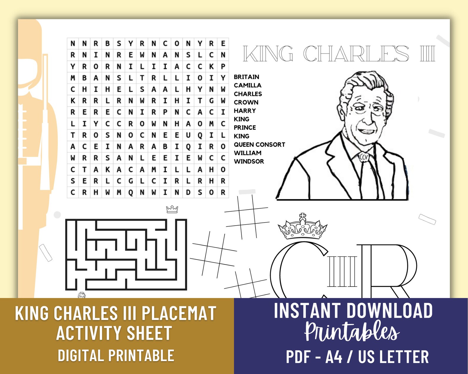 King Charles III Coronation Digital Printable Colouring - Etsy Norway