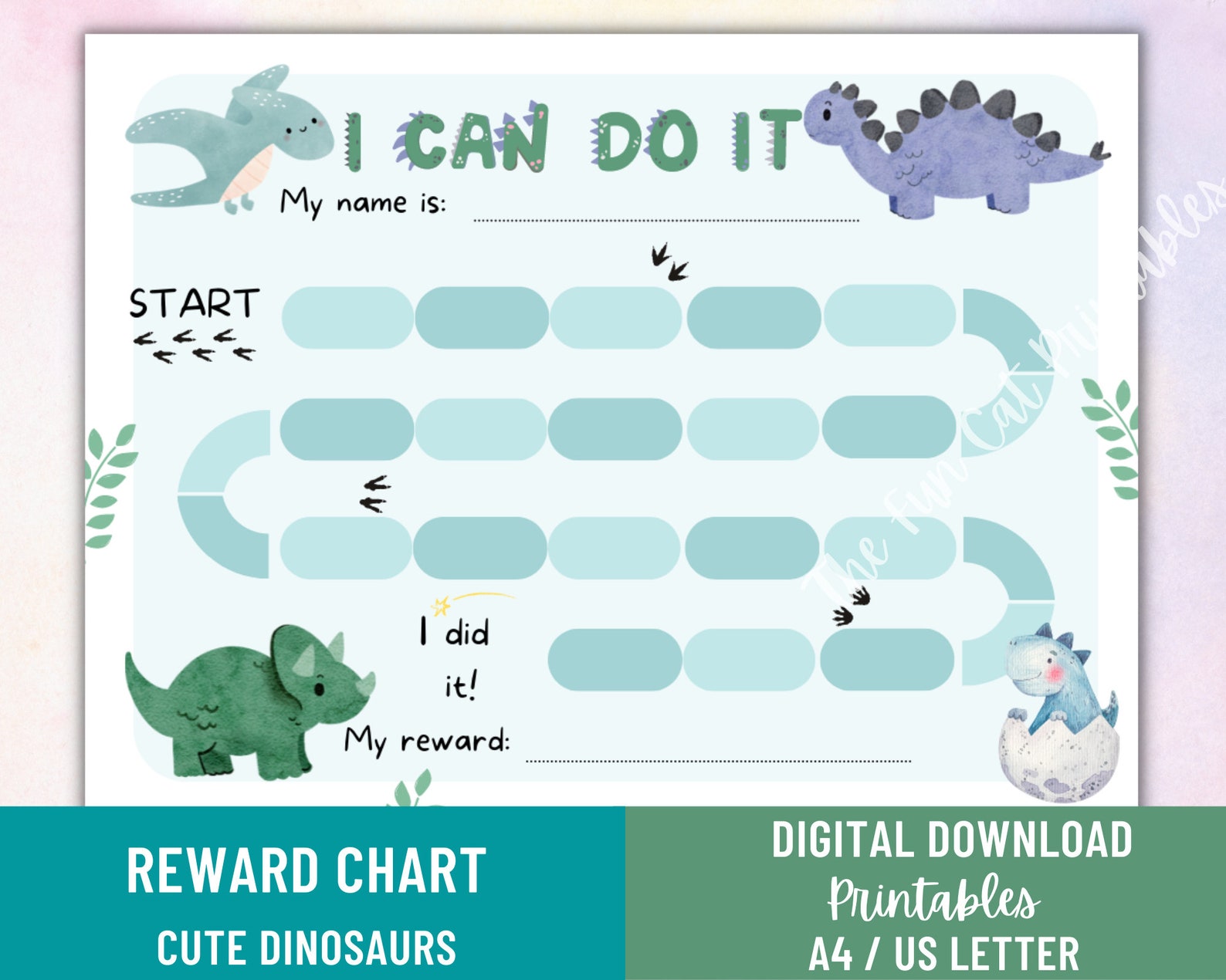 Dinosaurs Reward Chart Digital Printable PDF Kid Behavior Chart Daily ...