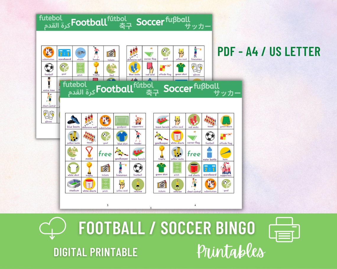 Bingo Game Football Soccer PDF Printable Activity for Kids - Etsy UK