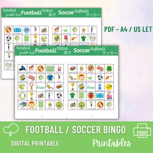 Bingo Game Football Soccer | PDF Printable Activity for Kids | Cup ...