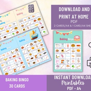 Baking Bingo Set | PDF Printable Game Pack for Kids | Activity Set for ...