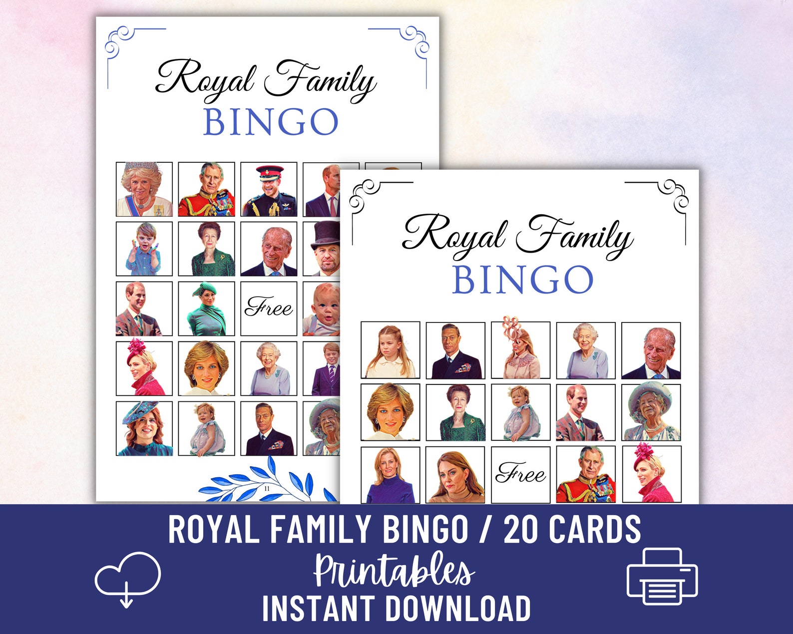 Royal Family Picture Bingo 20 Unique Cards | Fun Kids Activity & Games ...