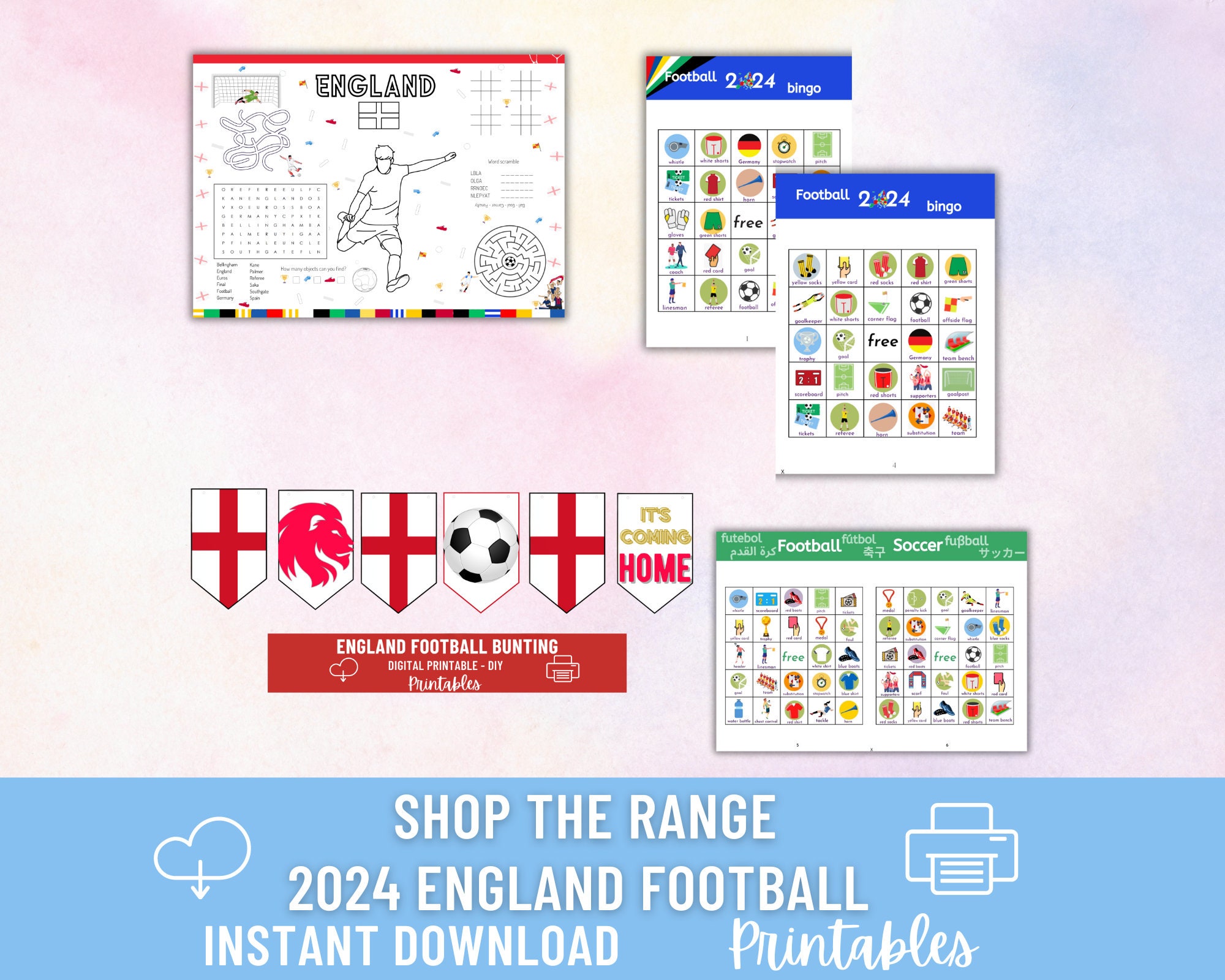 Bingo Game Football Soccer | PDF Printable Activity for Kids | Cup ...