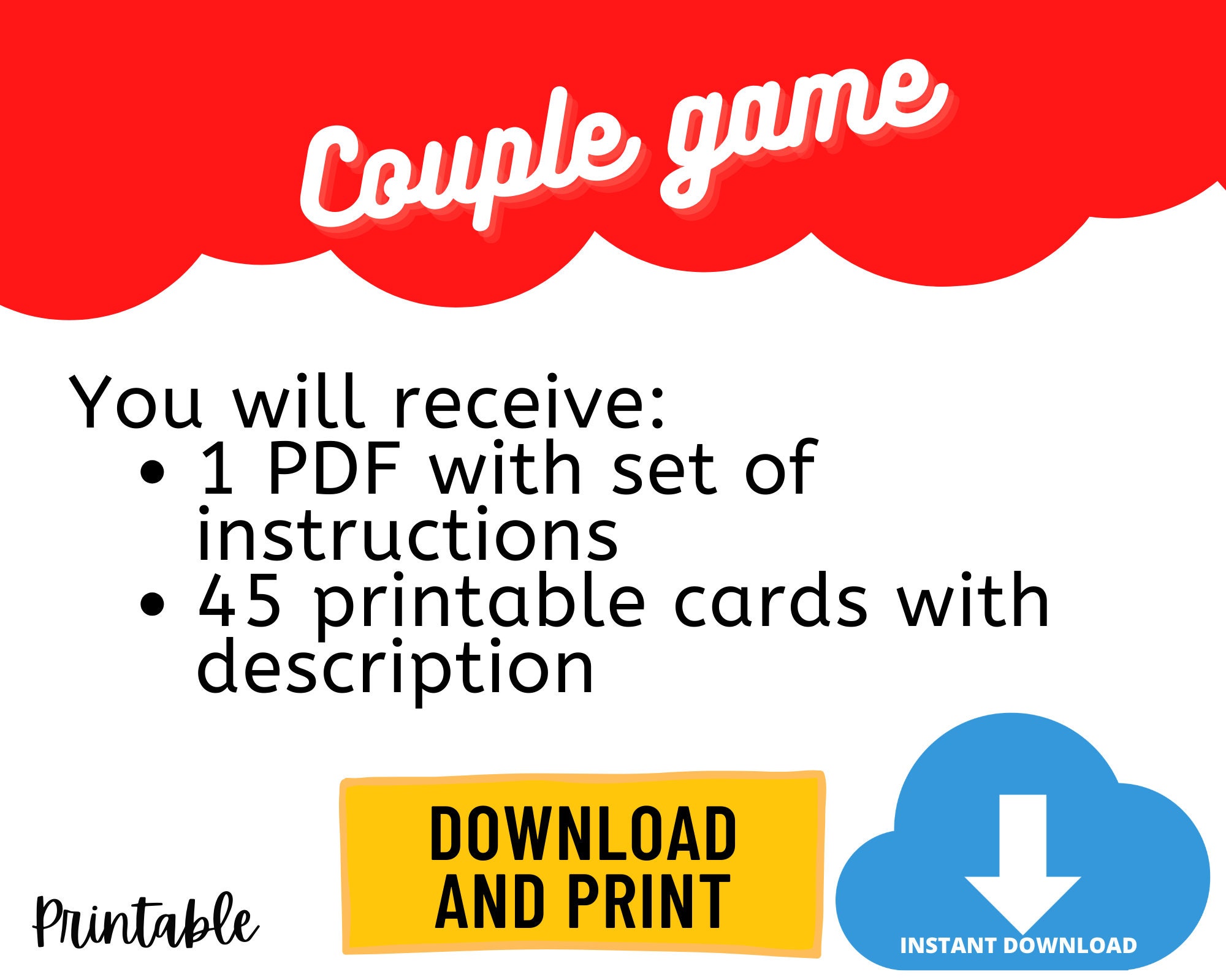 Couple Games Pack Grown Ups DIGITAL Instant Download Gift for Him / Her ...