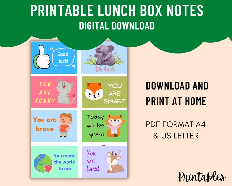 Preschool Printables Lunchbox Notes for Kids Back to School - Etsy