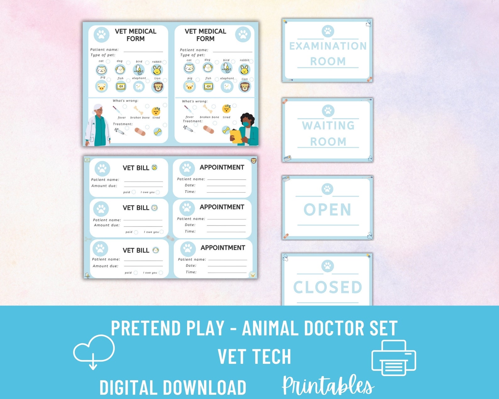 Pretend Play Vet Tech Kid Activity Pack Child Activity DIGITAL Download ...