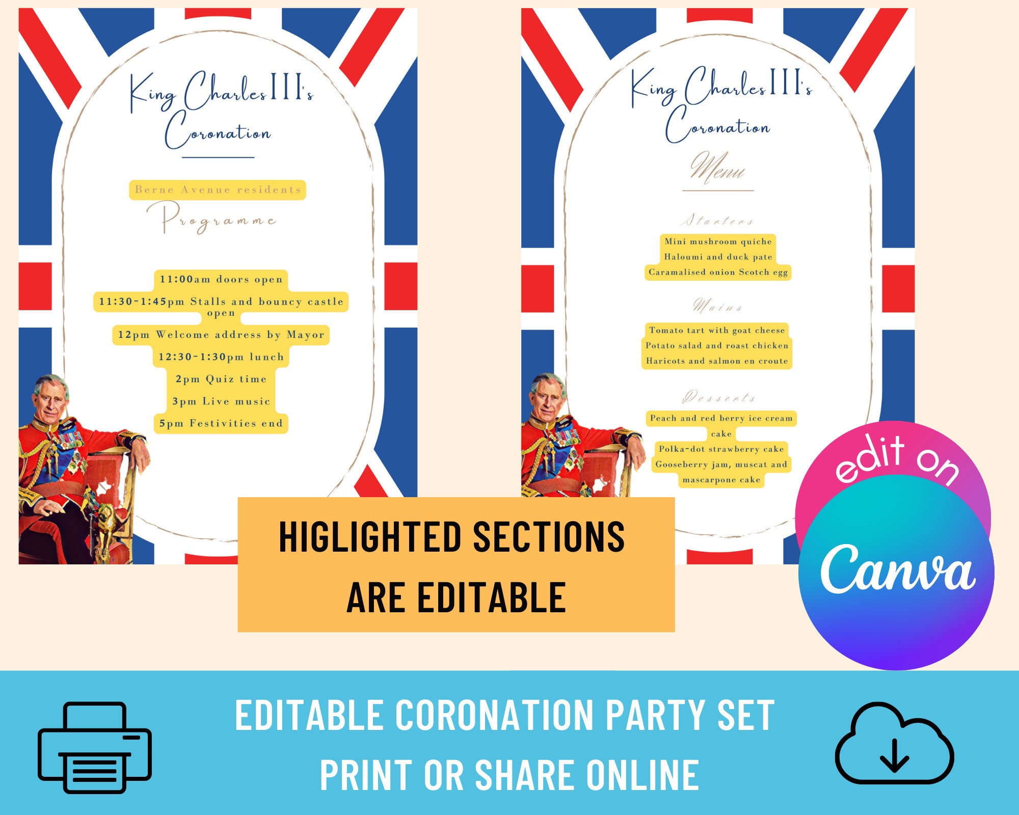 Editable King Charles III Coronation Party Organiser Set - Etsy UK