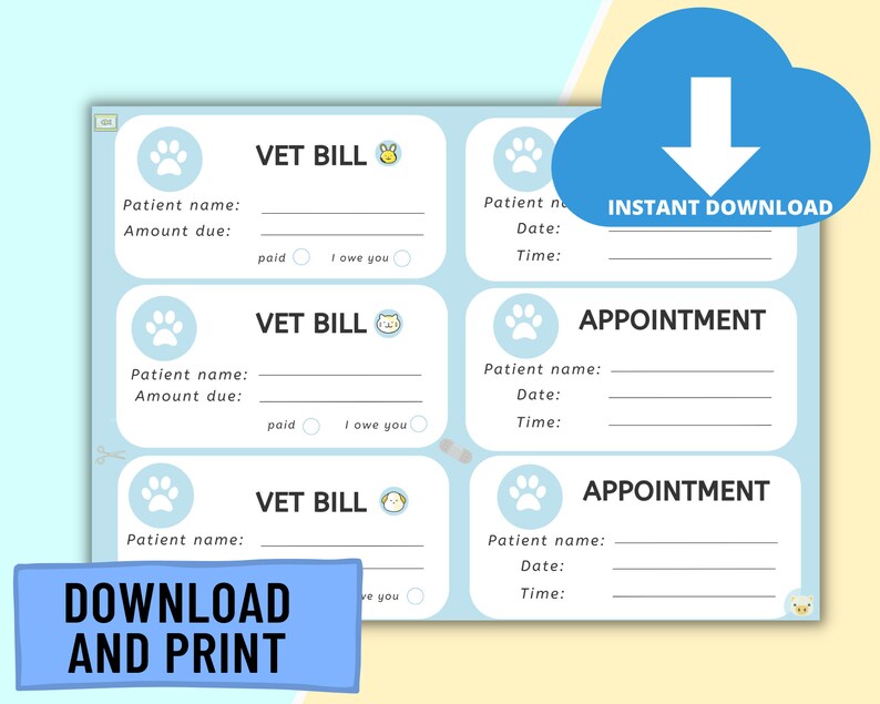 Pretend Play Vet Tech Kid Activity Pack Child Activity DIGITAL Download ...