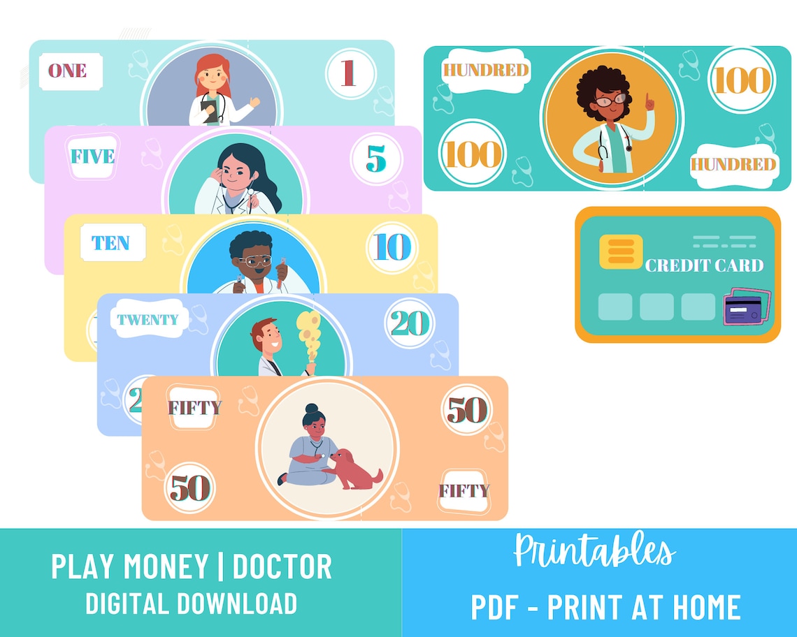 Play Money Pretend Bank Notes for Dramatic Creative Play Kids Allowance ...