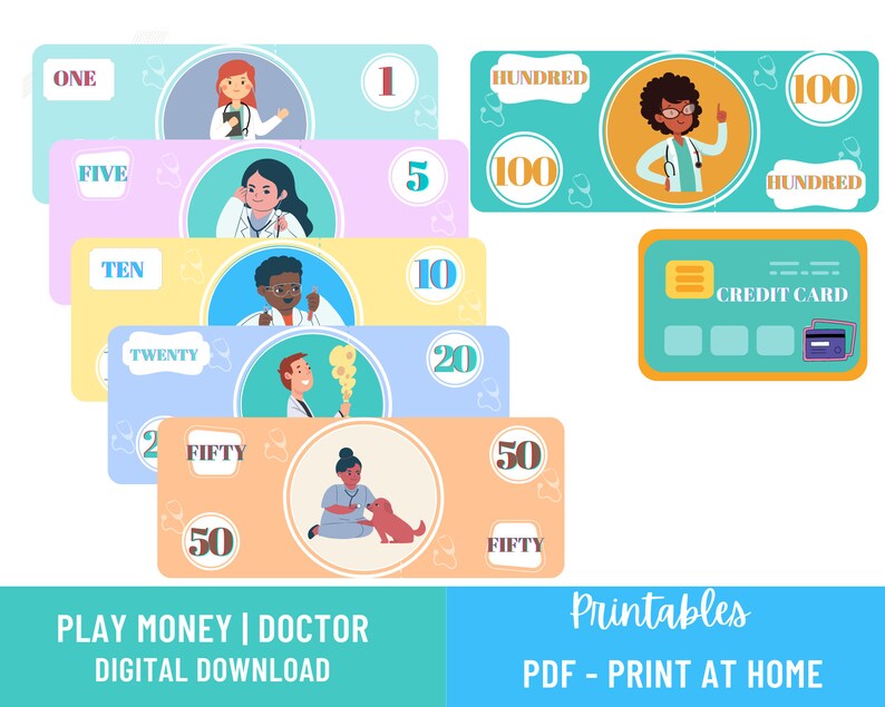 Play Money Pretend Bank Notes for Dramatic Creative Play Kids Allowance ...