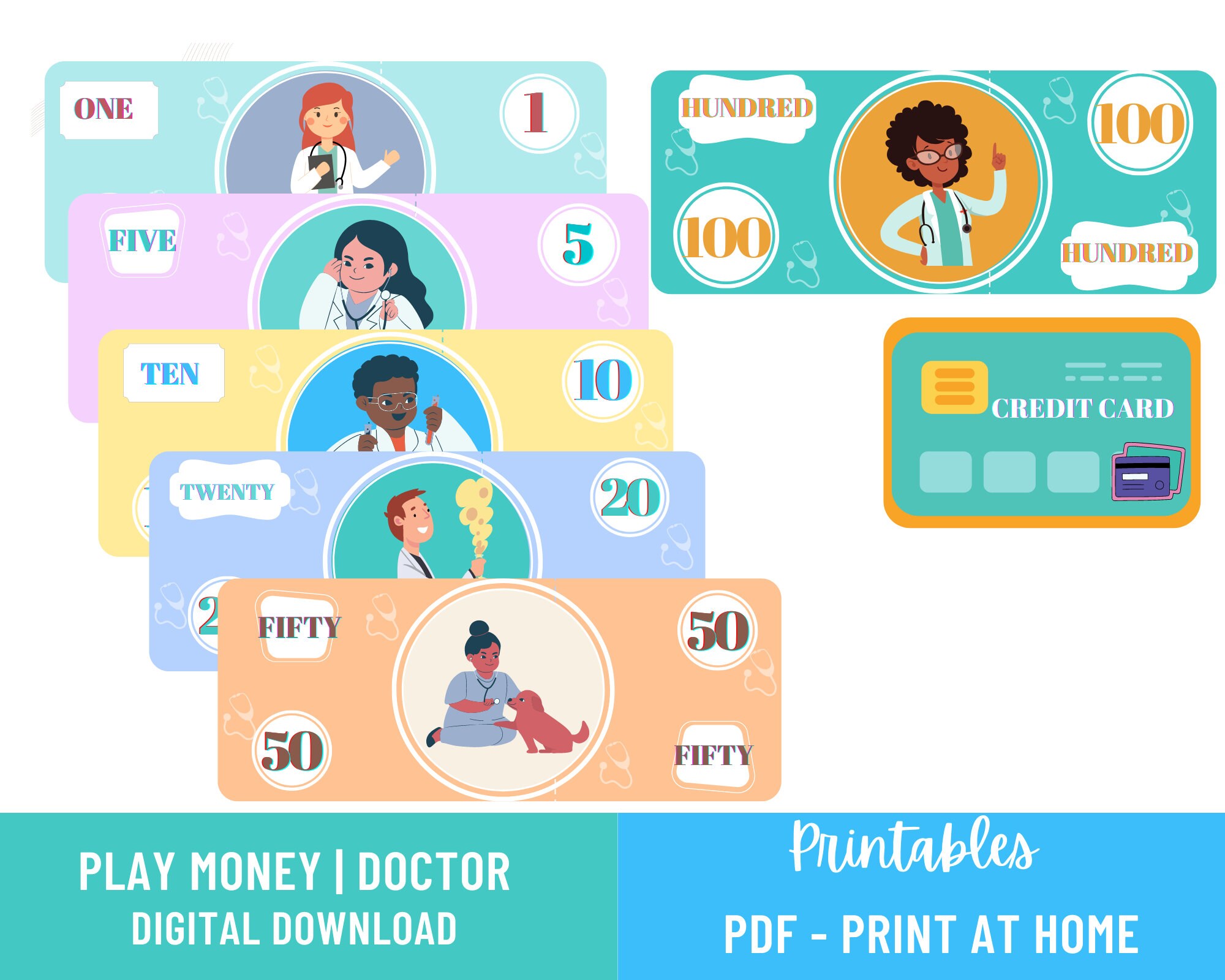 Play Money Pretend Bank Notes for Dramatic Creative Play Kids Allowance ...