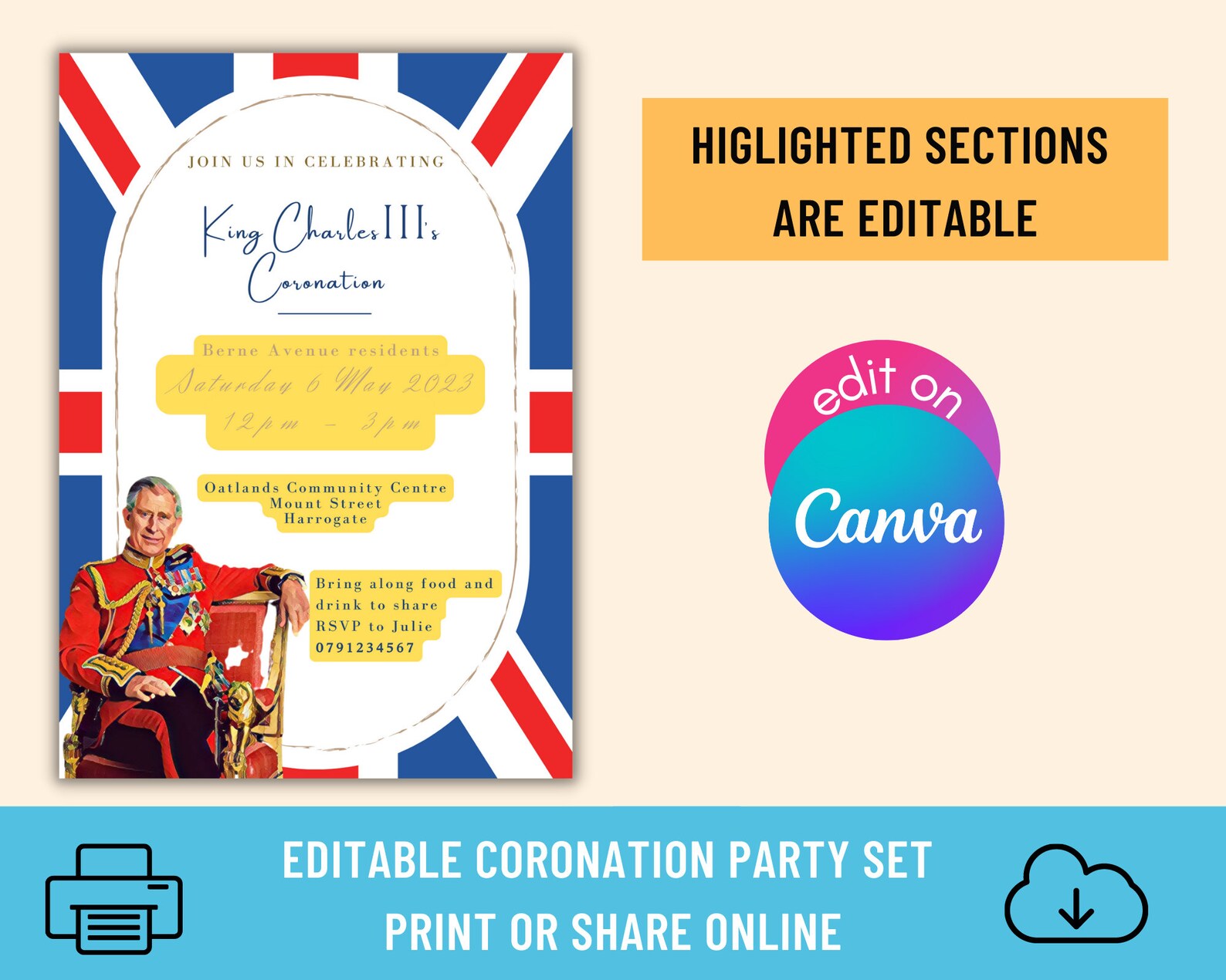 Editable King Charles III Coronation Party Organiser Set - Etsy UK