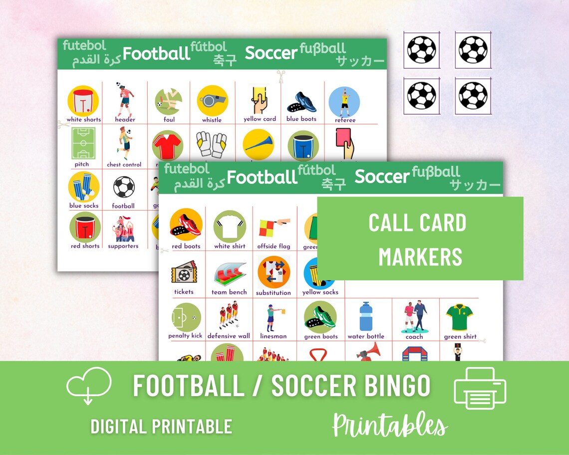 Bingo Game Football Soccer PDF Printable Activity for Kids - Etsy UK