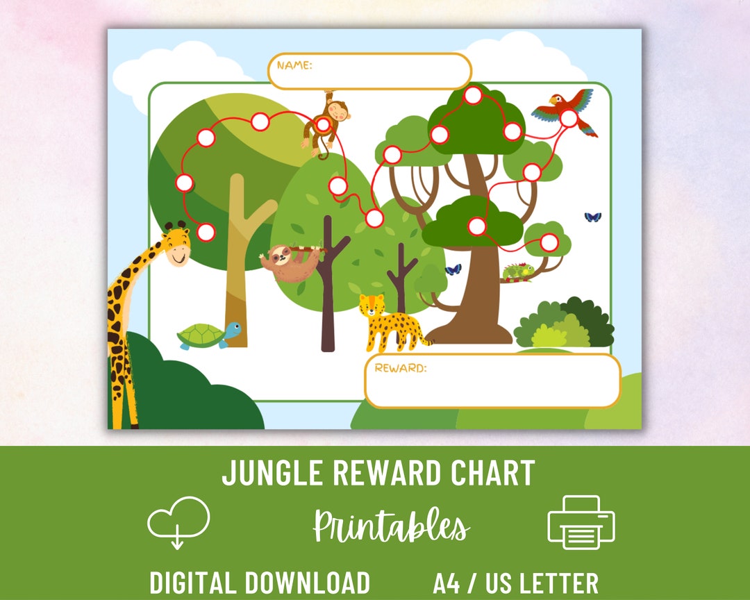 Jungle Animals Reward Chart Digital Printable PDF Kid - Etsy