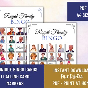 Royal Family Picture Bingo 20 Unique Cards | Fun Kids Activity & Games ...