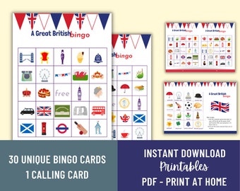 British Bingo Cards - Etsy