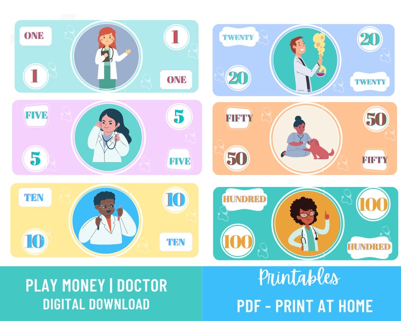 Play Money Pretend Bank Notes for Dramatic Creative Play Kids Allowance ...