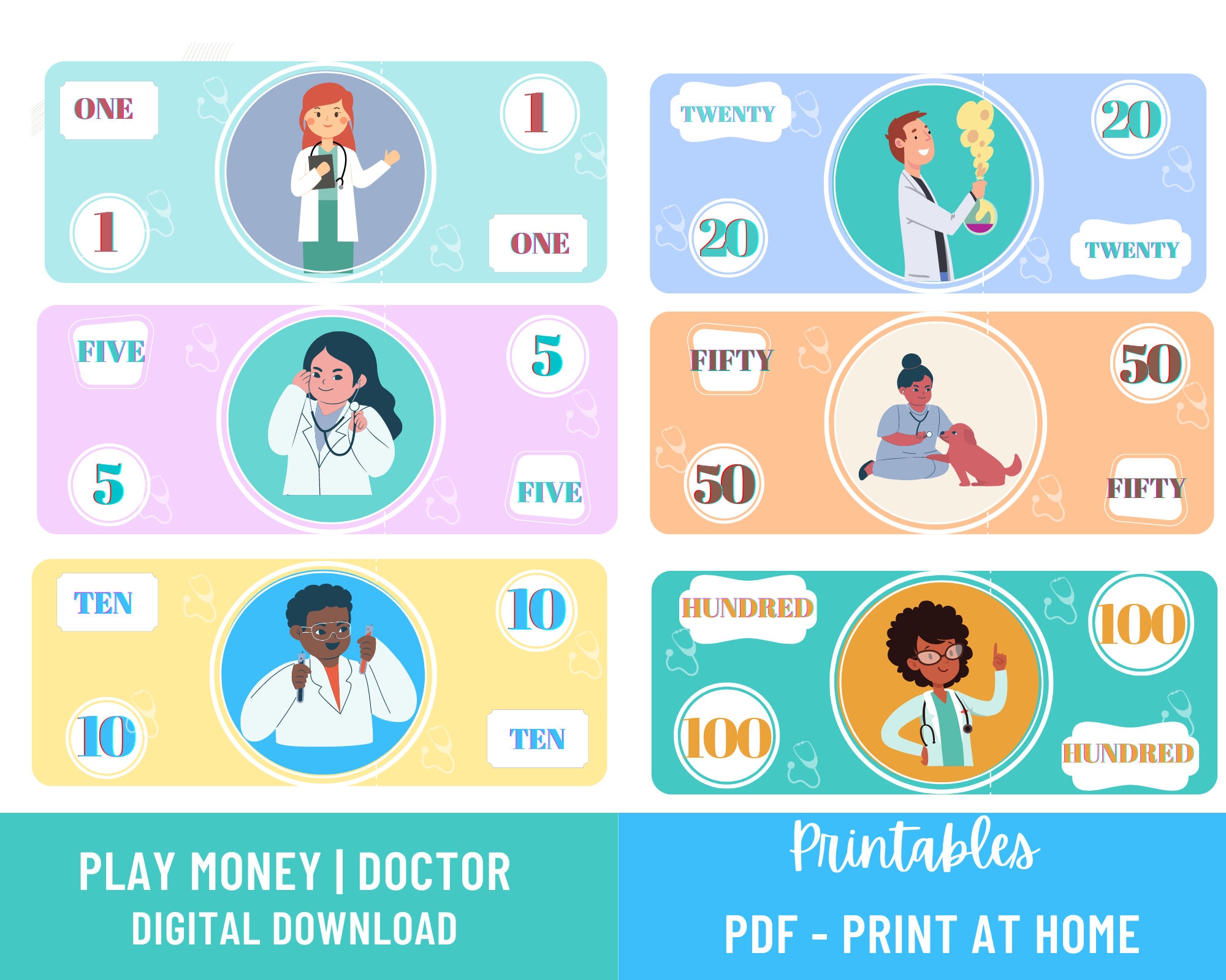 Play Money Pretend Bank Notes for Dramatic Creative Play Kids Allowance ...