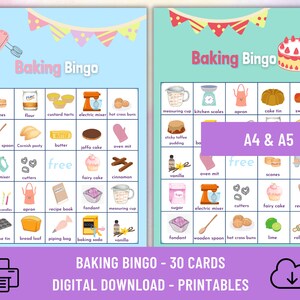 Baking Bingo Set | PDF Printable Game Pack for Kids | Activity Set for ...
