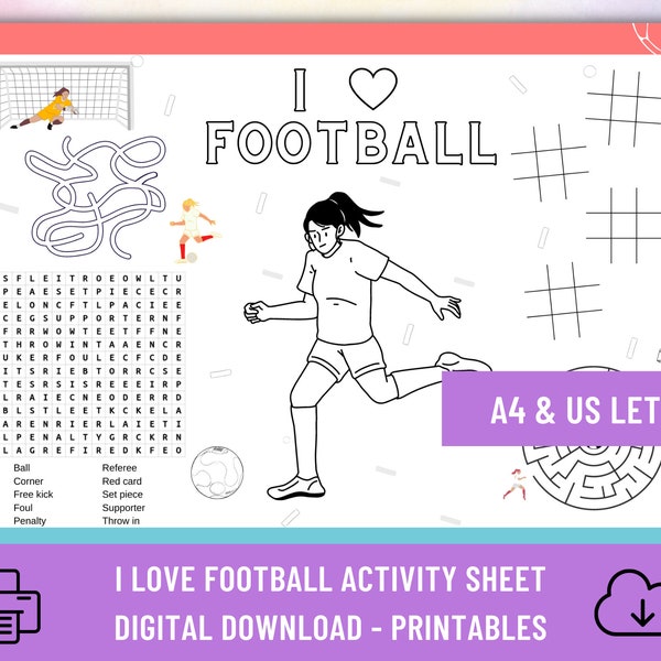 Football Activity Sheet - Etsy