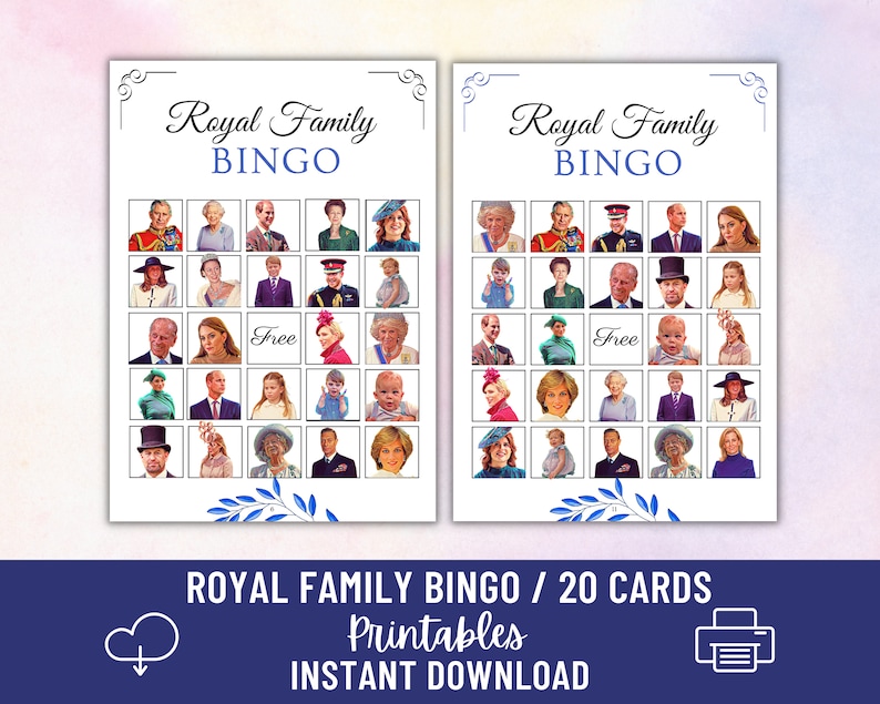 Royal Family Picture Bingo 20 Unique Cards | Fun Kids Activity & Games ...