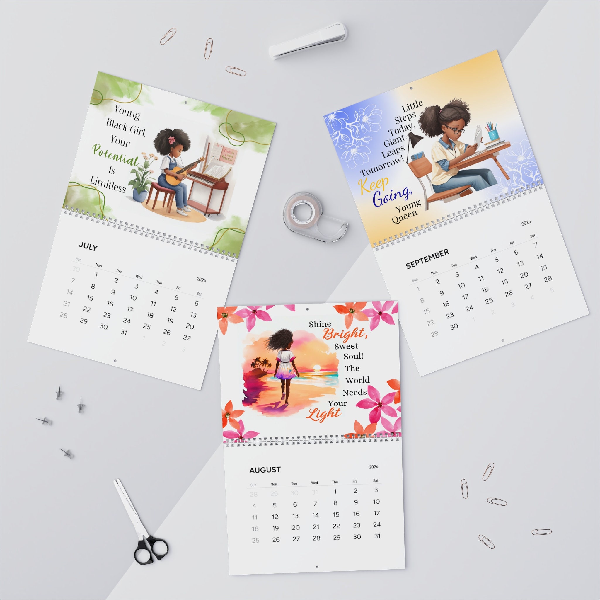 Young Black Girl Wall Calendar, Black Girl Wall Calendar, Black Girl ...