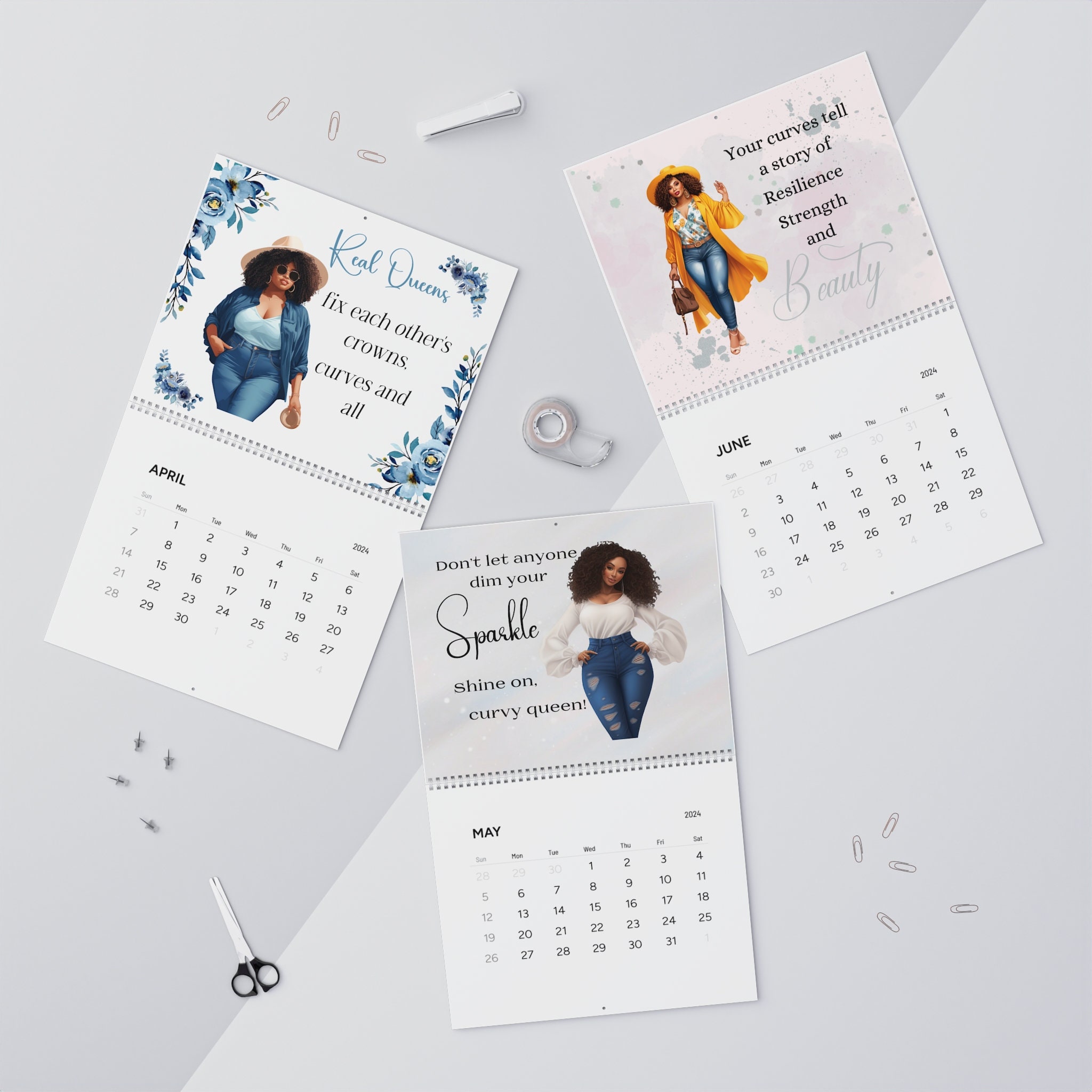Curvy Girl Calendar, Black Girl Wall Calendar, Black Women Calendar ...