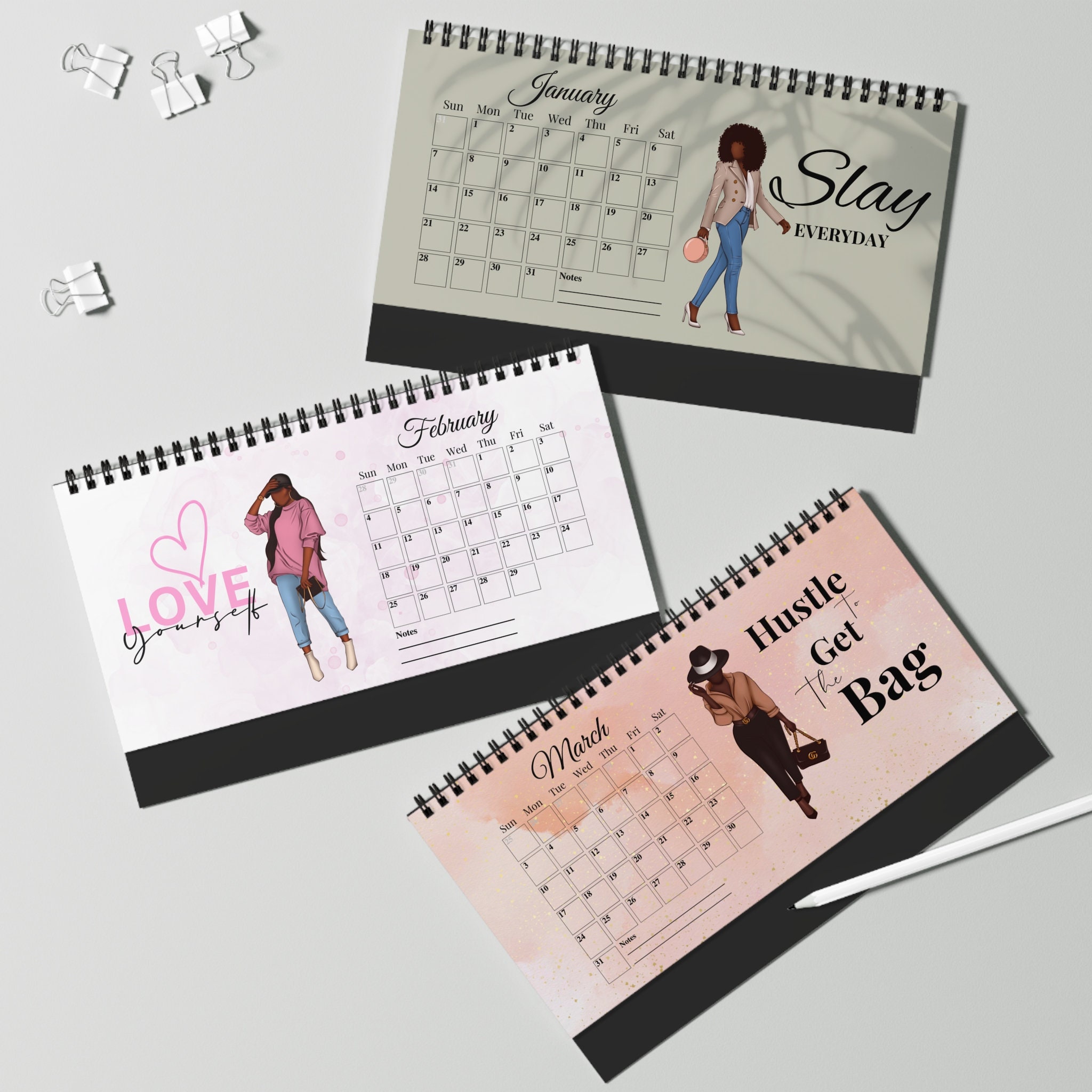 Girl Boss Calendar, Black Women Calendar, Self Love Calendar, Black ...