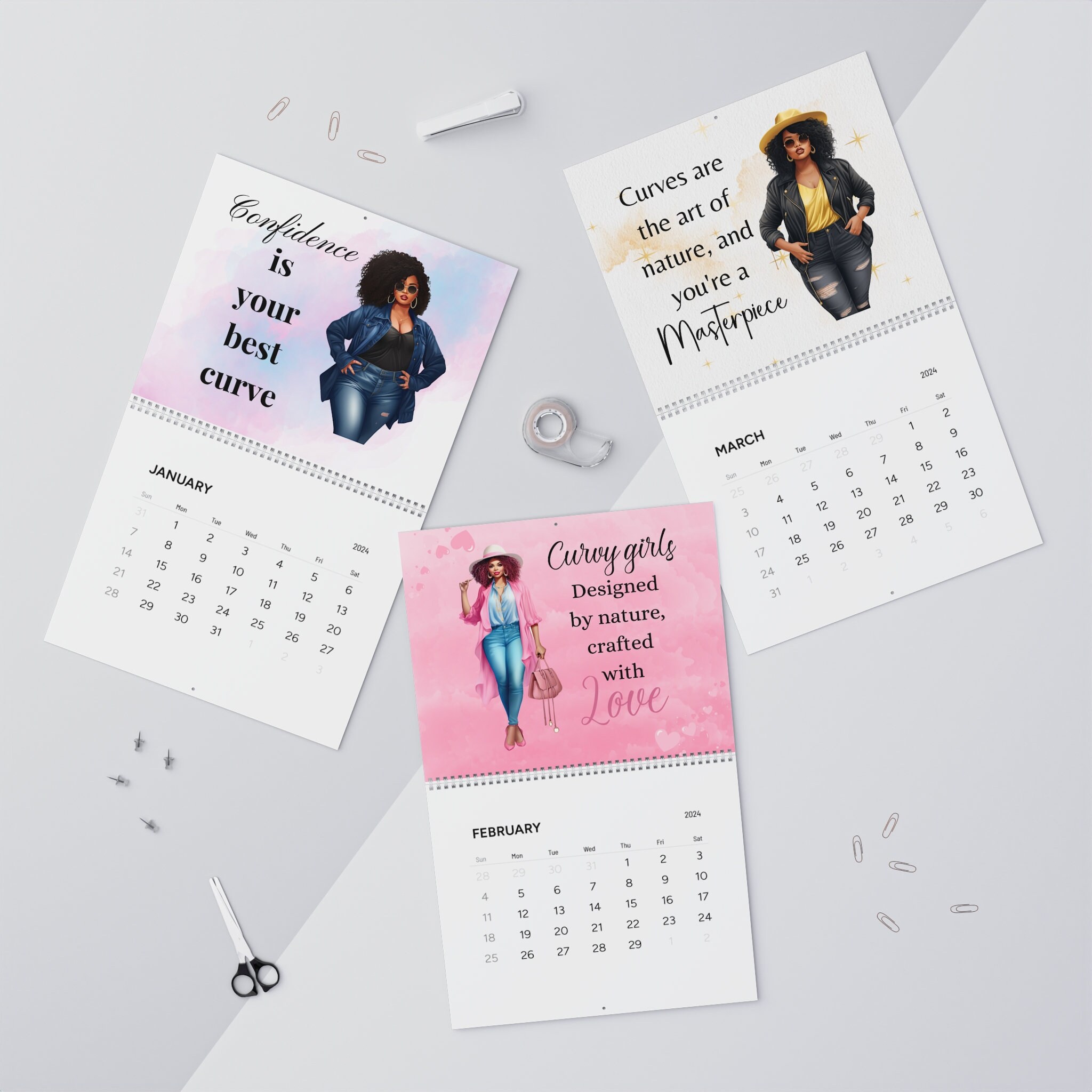 Curvy Girl Calendar, Black Girl Wall Calendar, Black Women Calendar ...