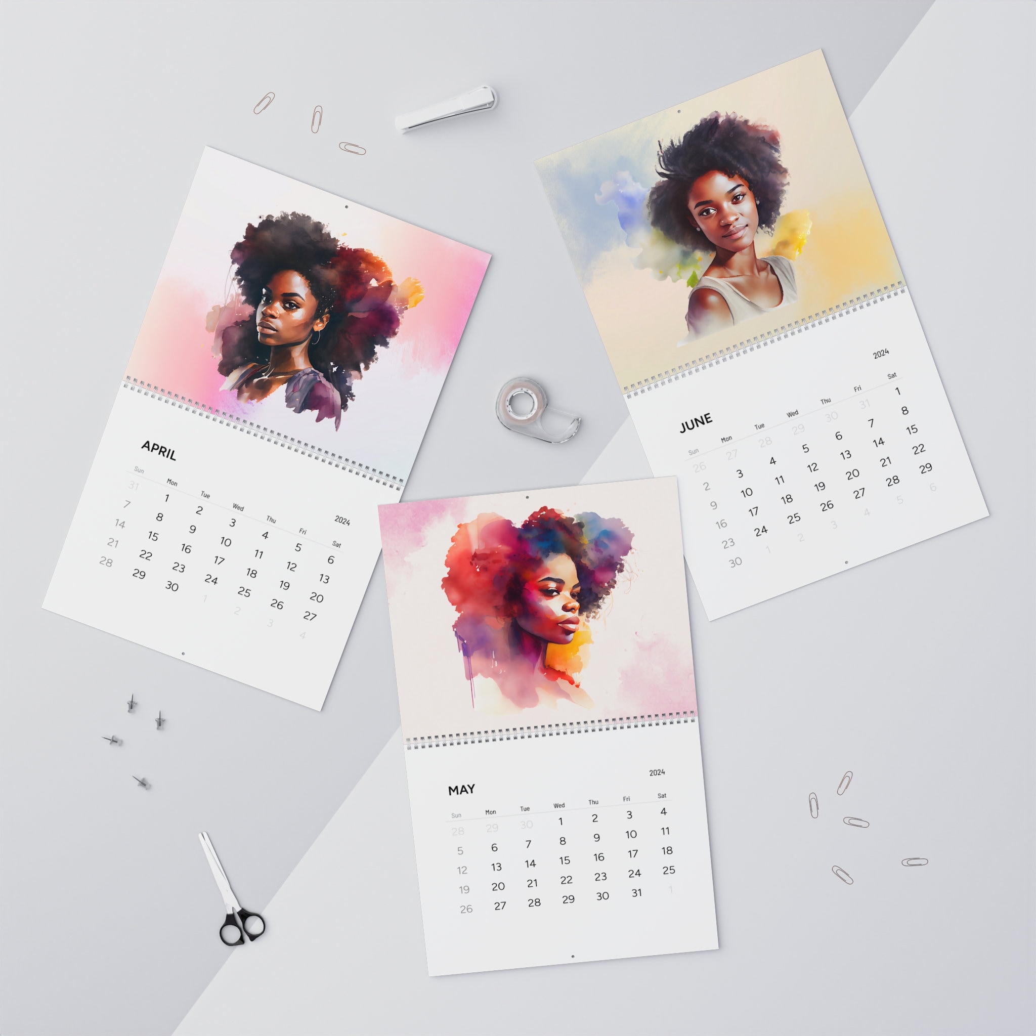 Black Girl Wall Calendar 2024, African American Calendar 2024, Black ...