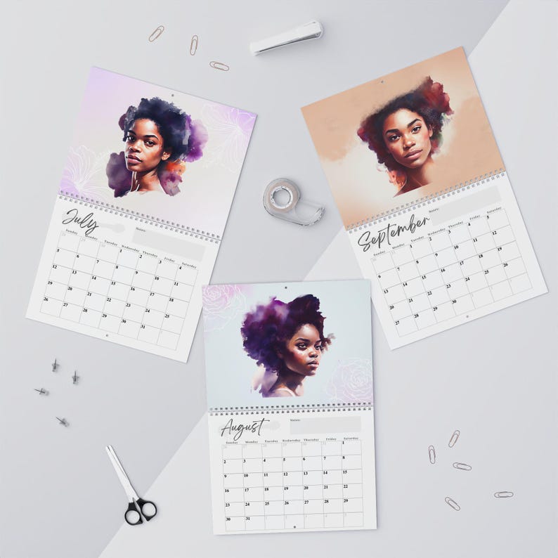 Black Girl Watercolor Wall Calendar 2026 - African American Planner - Etsy