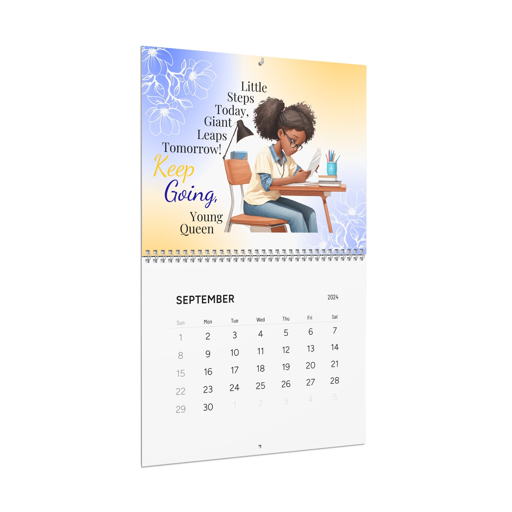 Young Black Girl Wall Calendar, Black Girl Wall Calendar, Black Girl ...