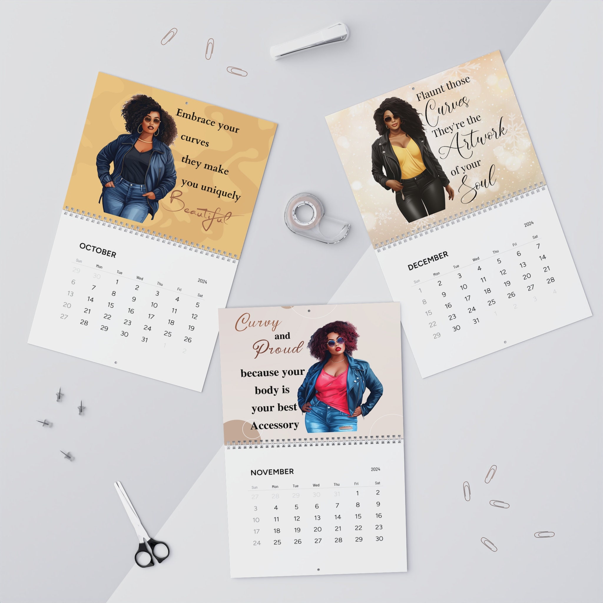 Curvy Girl Calendar, Black Girl Wall Calendar, Black Women Calendar ...