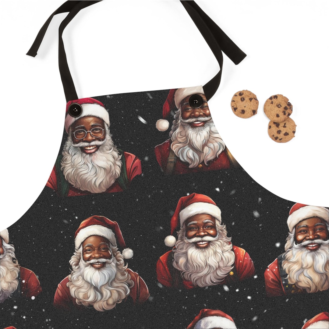 Melanin Holiday Apron, Santa and Mrs.claus Apron, Melanin Christmas ...