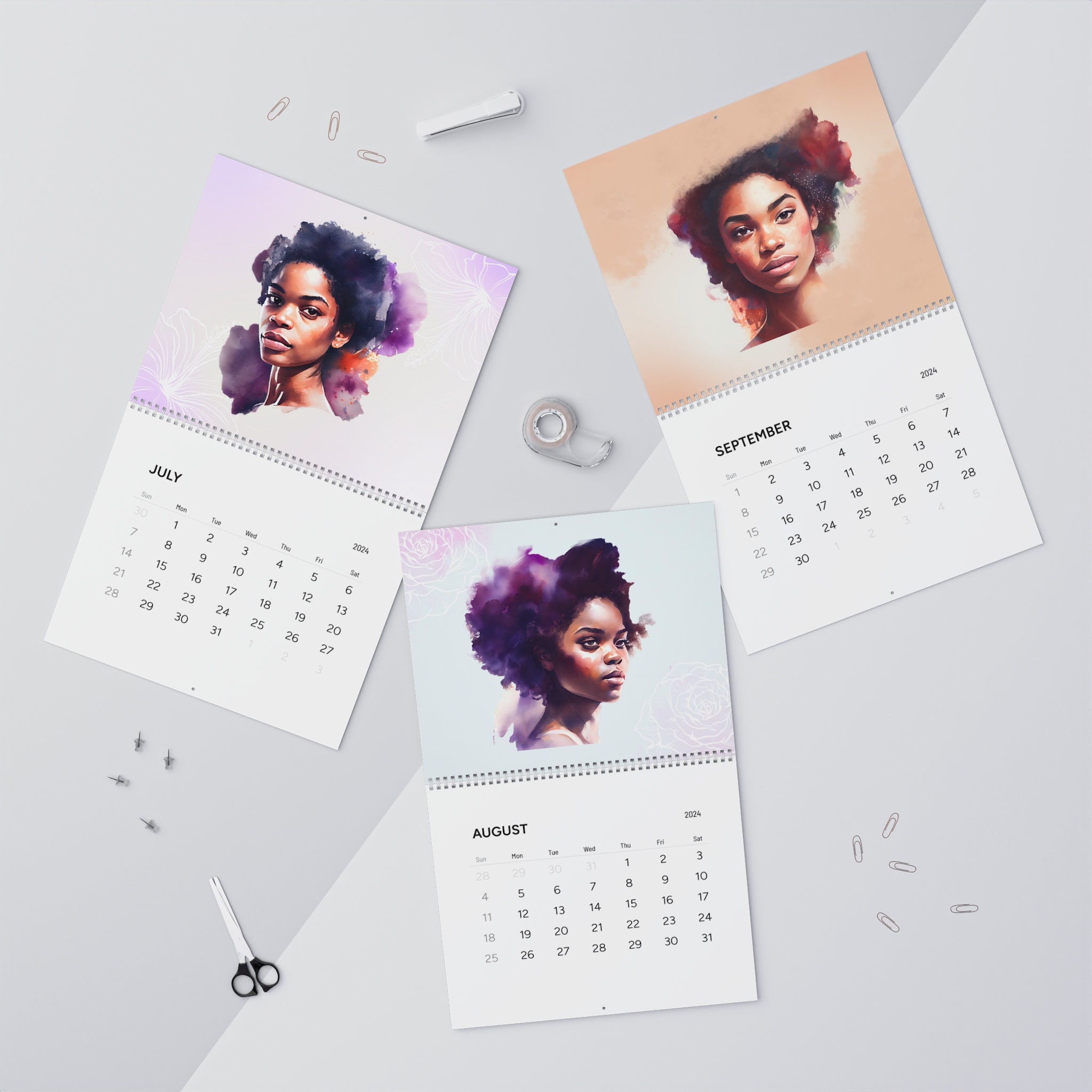 Black Girl Wall Calendar 2024, African American Calendar 2024, Black ...