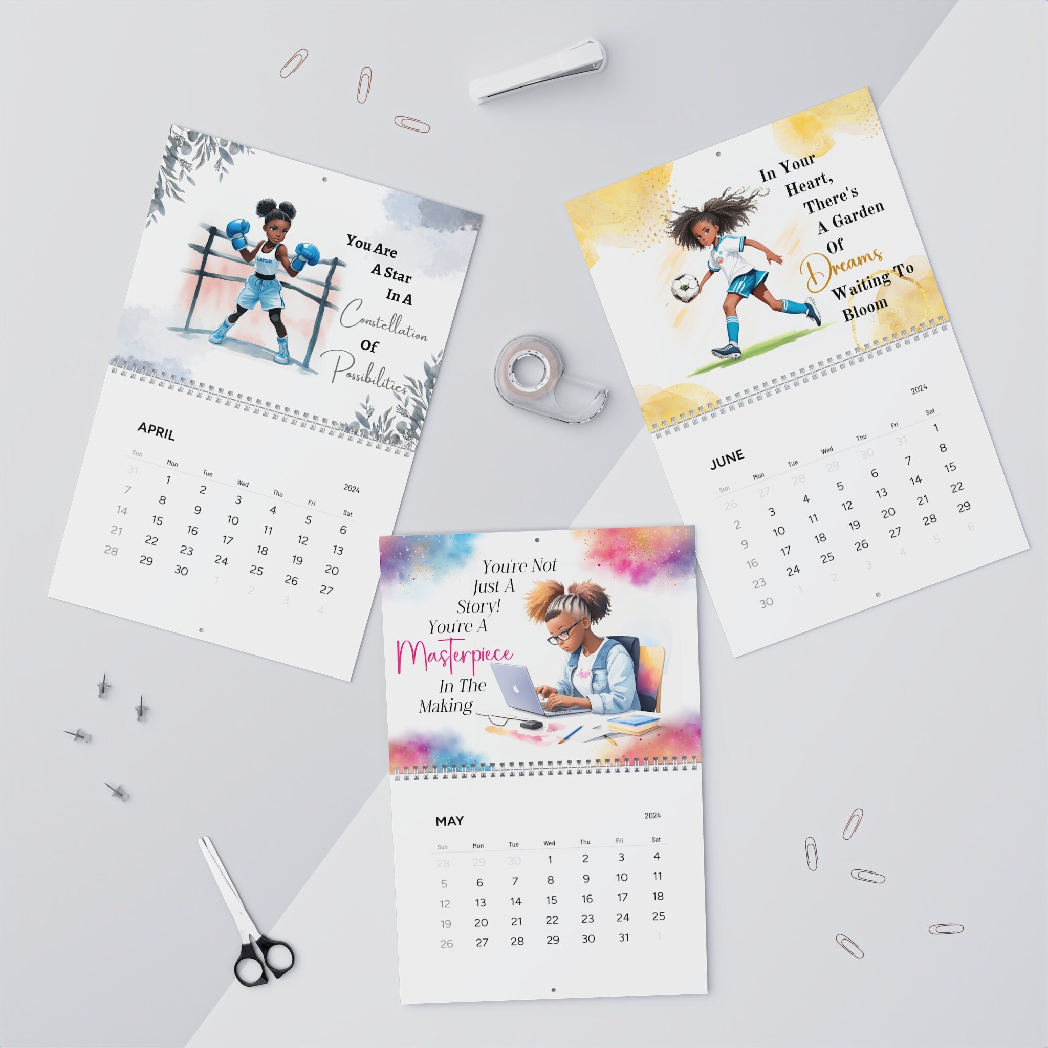 Young Black Girl Wall Calendar, Black Girl Wall Calendar, Black Girl ...