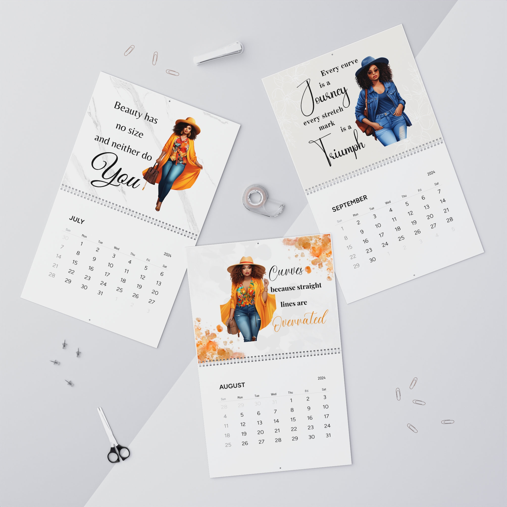 Curvy Girl Calendar, Black Girl Wall Calendar, Black Women Calendar ...