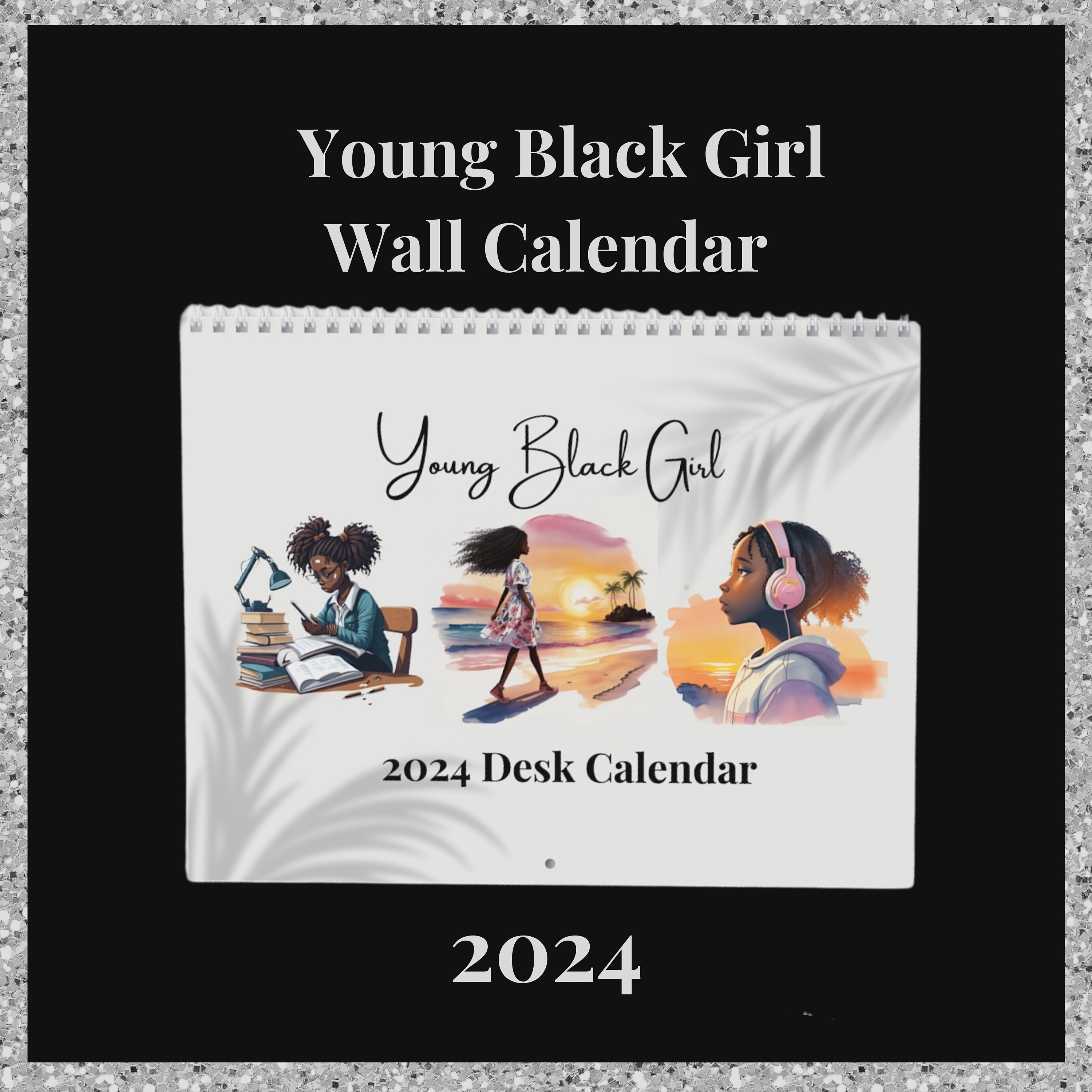 Young Black Girl Wall Calendar, Black Girl Wall Calendar, Black Girl ...