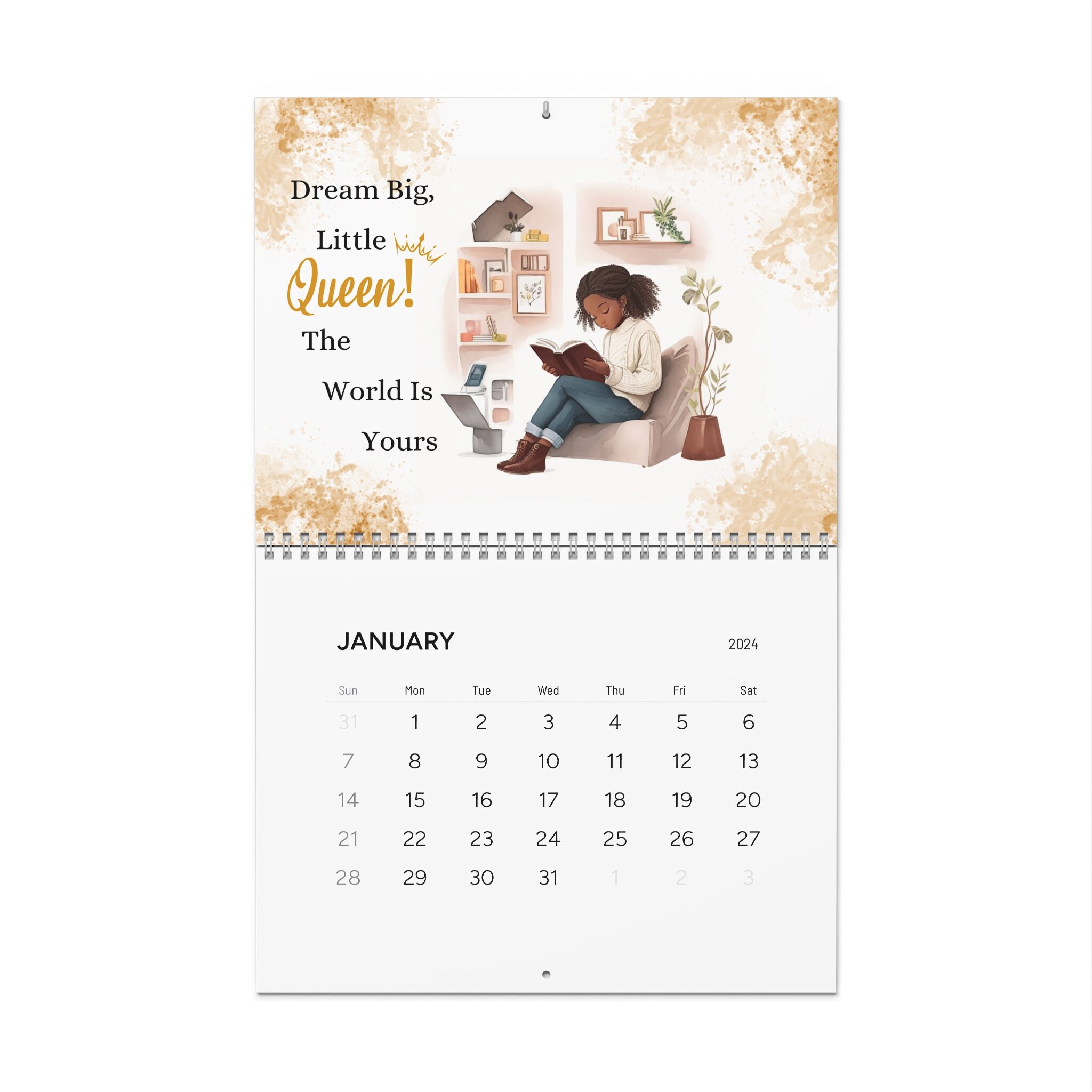 Young Black Girl Wall Calendar, Black Girl Wall Calendar, Black Girl ...