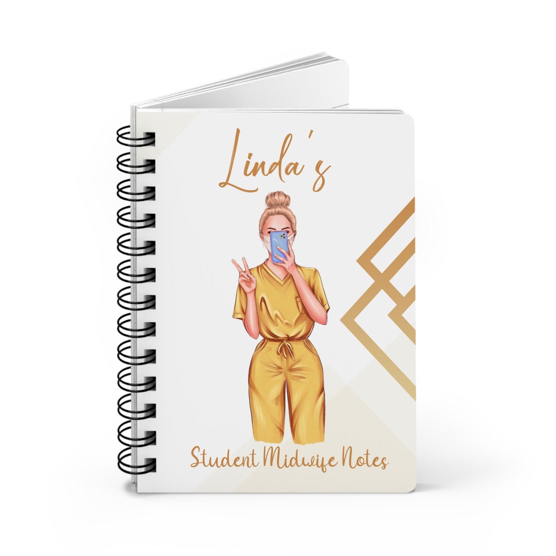 Personalised Student Midwife Notebook, Black Midwife Gift, Personalised ...