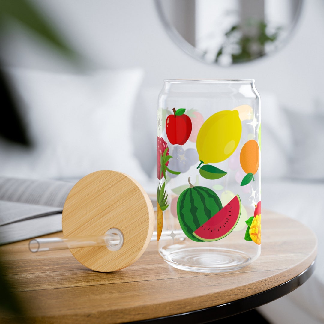 Fruit Iced Coffee, Fruit Glass Can, Fruit Glass Tumbler, Summer Iced ...