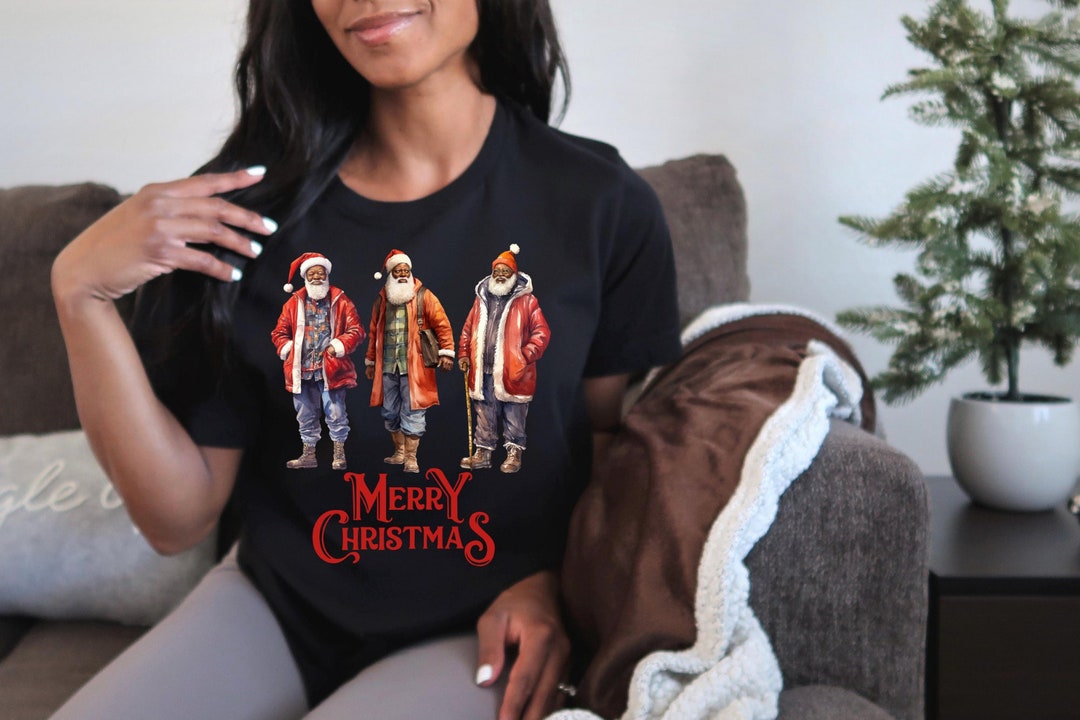 Modern Black Santa Claus Sweatshirt, Christmas Melanin, African ...