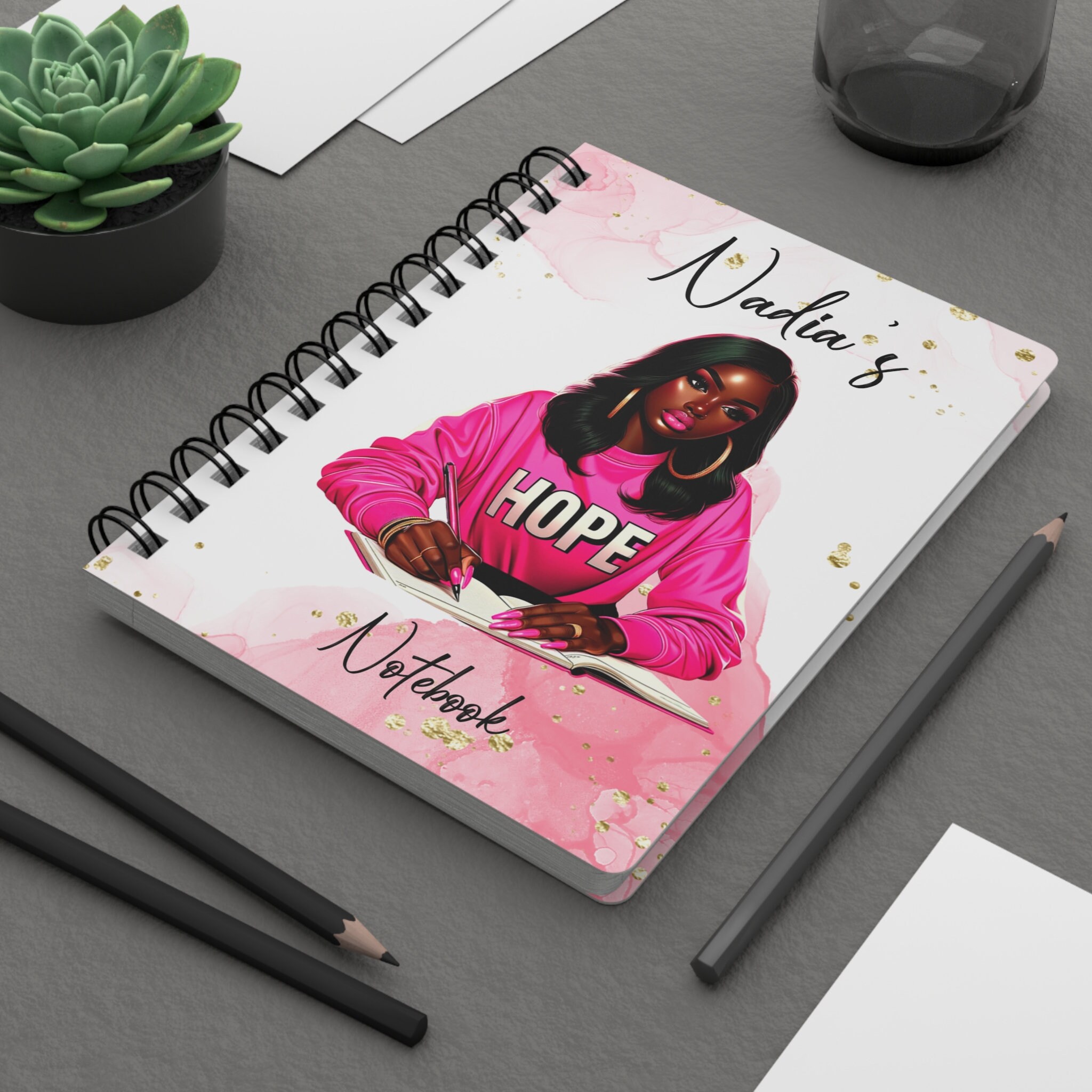 Personalised Black Woman Notebook, Affirmation Notebook, Notebook Black ...