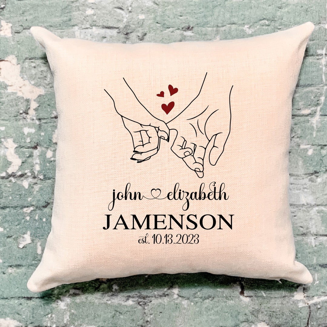 Personalized Hand/pinky Finger Holding Couple Pillow Cover | Custom ...