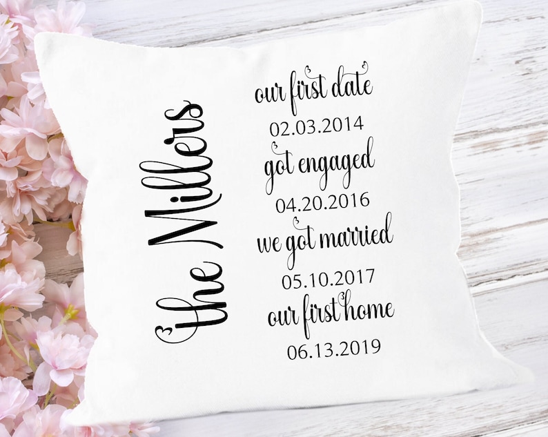 Custom Memorable Dates Pillow Personalized Couple Gift | Etsy