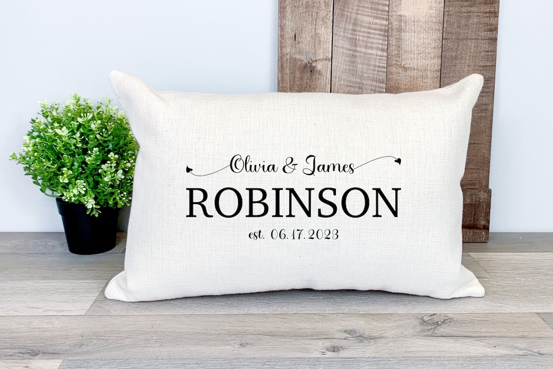 Personalized Wedding Pillow Cover: Custom With Couple Name & Date - Etsy