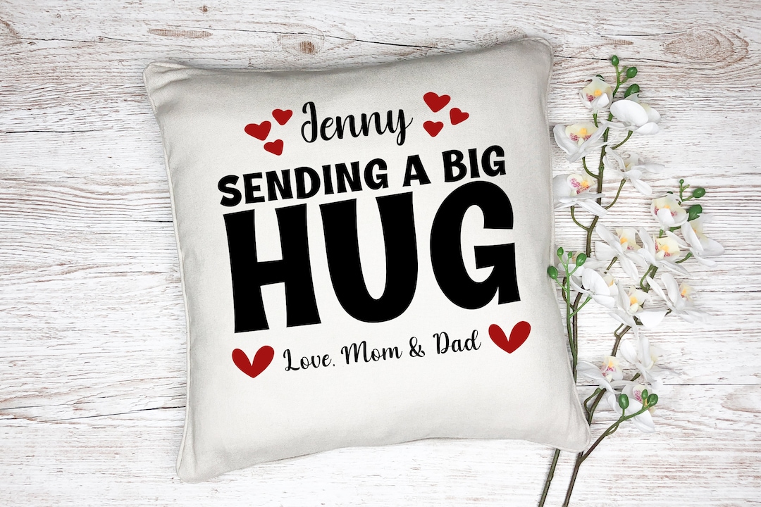 Personalized Sending a Big Hug Pillow Cover, Custom Big Hug Pillow ...
