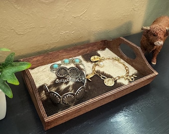 Cowhide Leather Tray, Western Storage Tray, Western Jewelry Tray ...