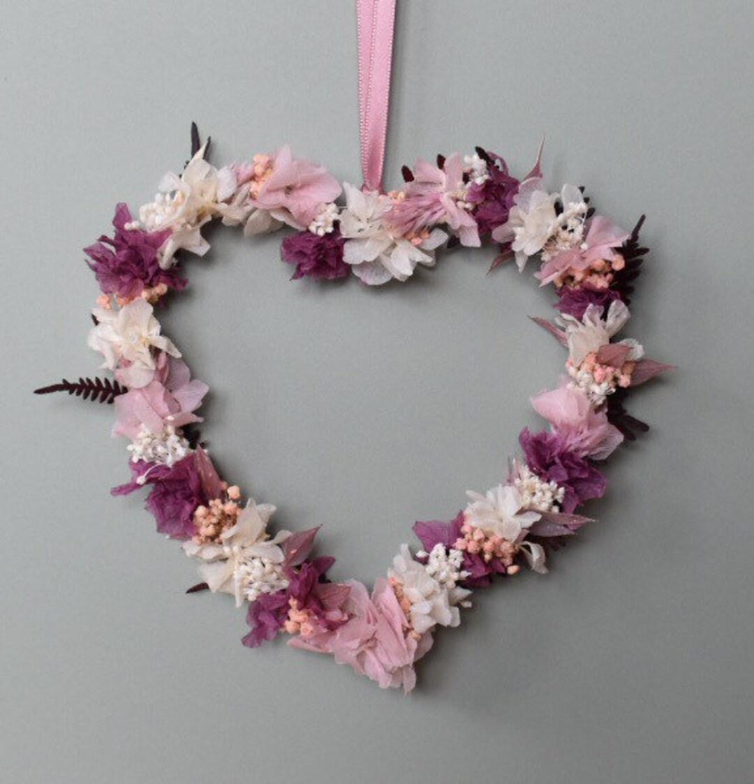 Dried Flower Heart Heart With Dried Flowers Wall Decoration Door ...