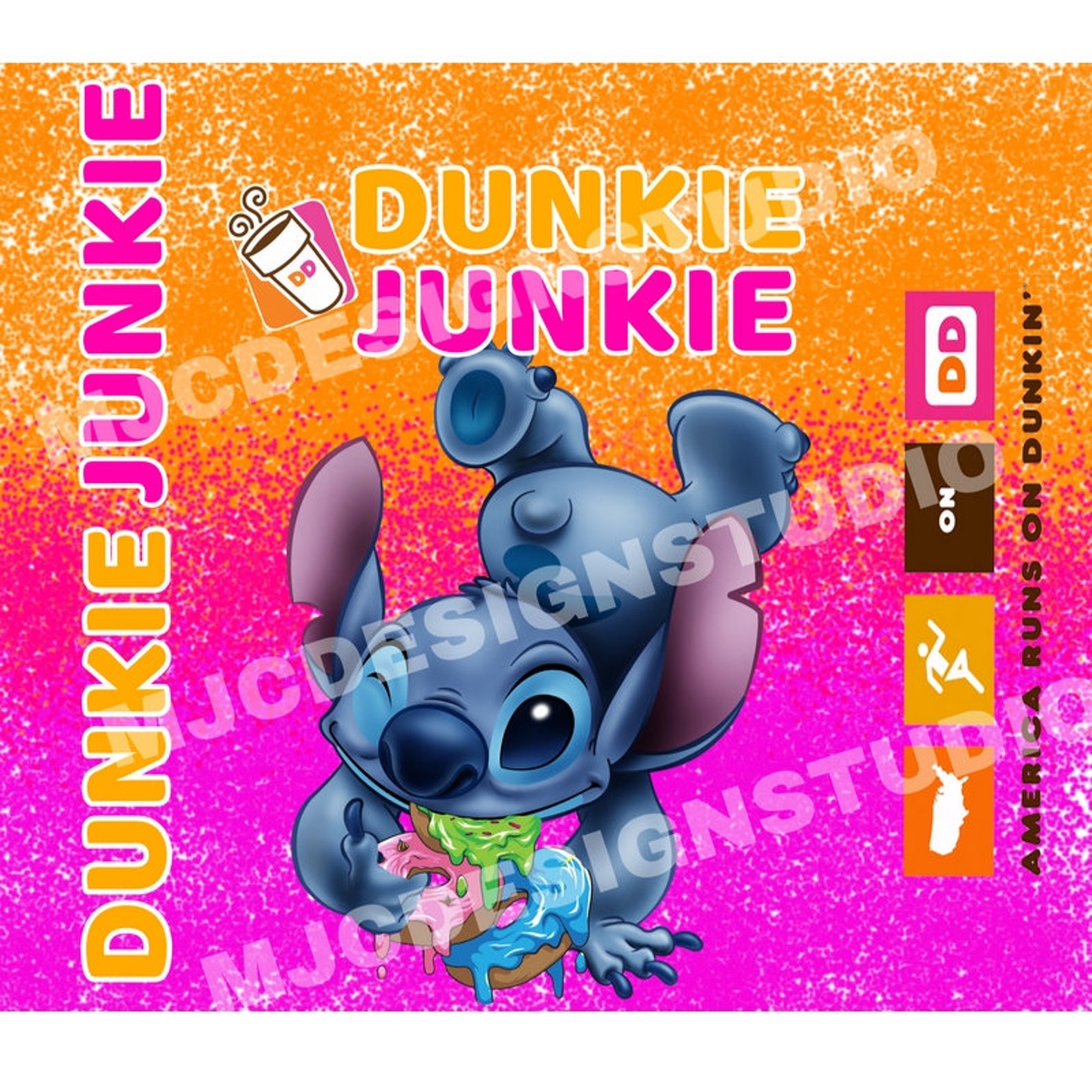 Disney Stitch Dunkin Doughnuts Custom Designed Sublimated | Etsy